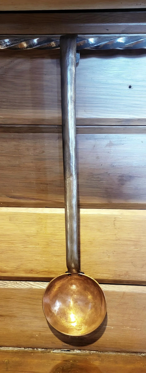 Hand Forged Solid Copper Egg Spoon With Steel Hook Handle