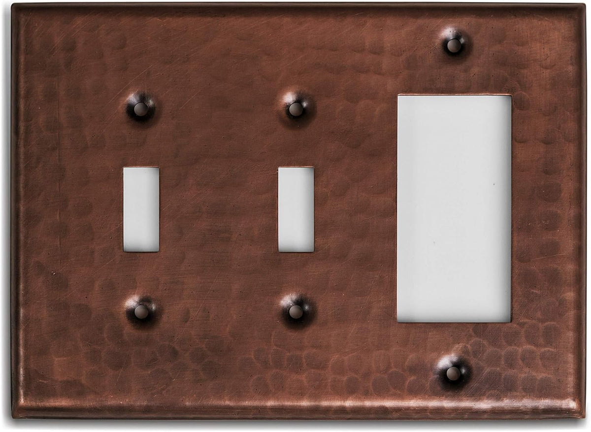 Copper Triple Switch Plate Toggle Rocker Combination