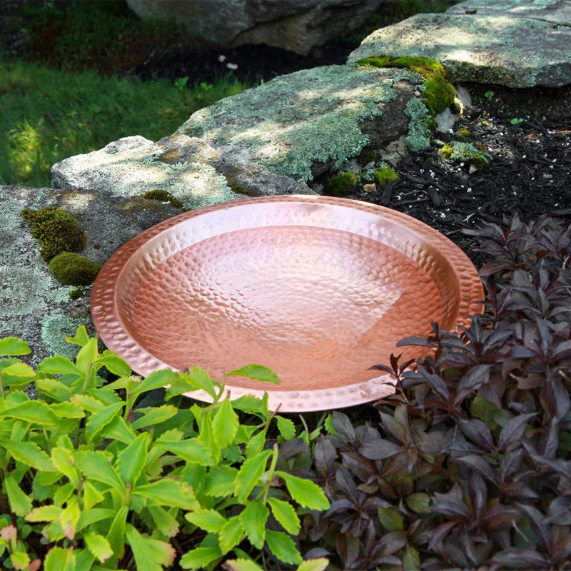 Hammered Solid Copper Bowl with Rim