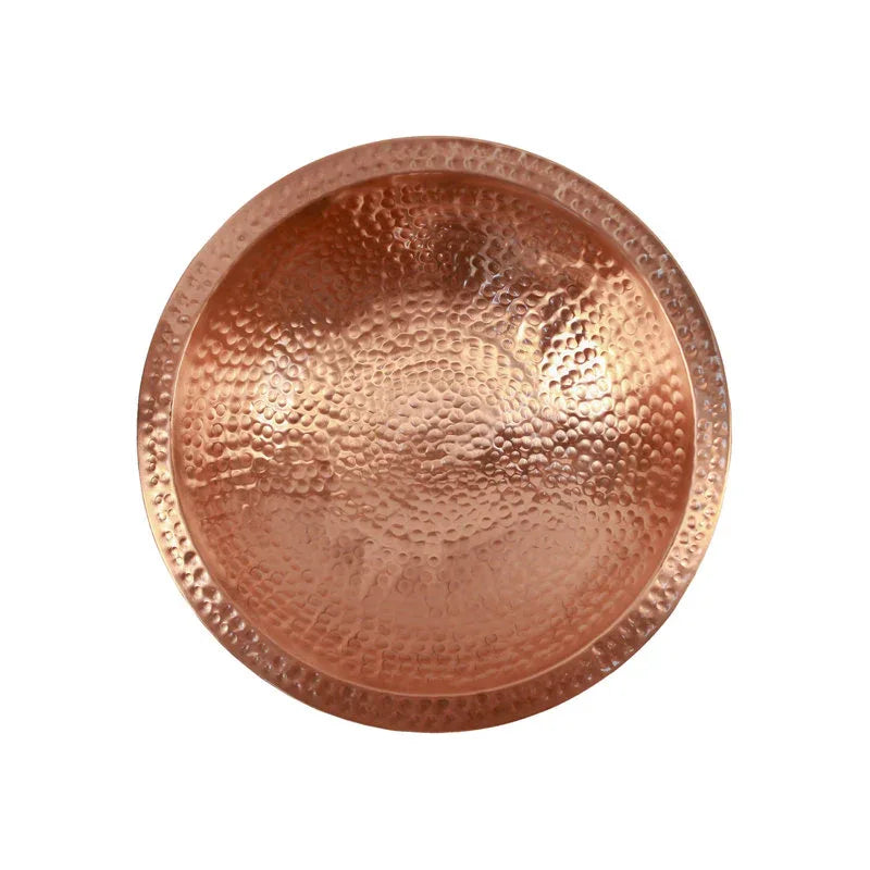 Hammered Solid Copper Bowl with Rim