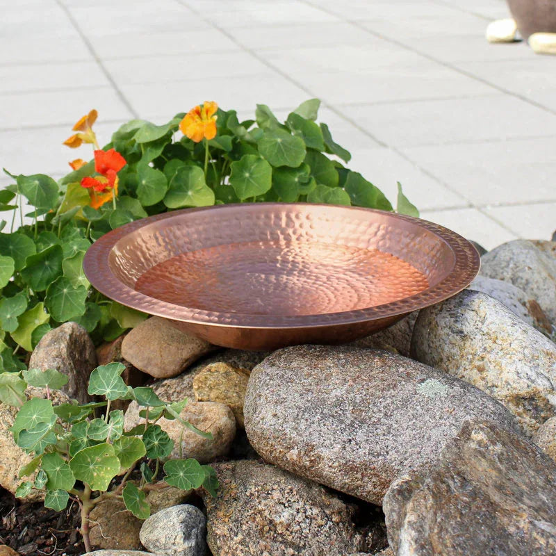 Hammered Solid Copper Bowl with Rim