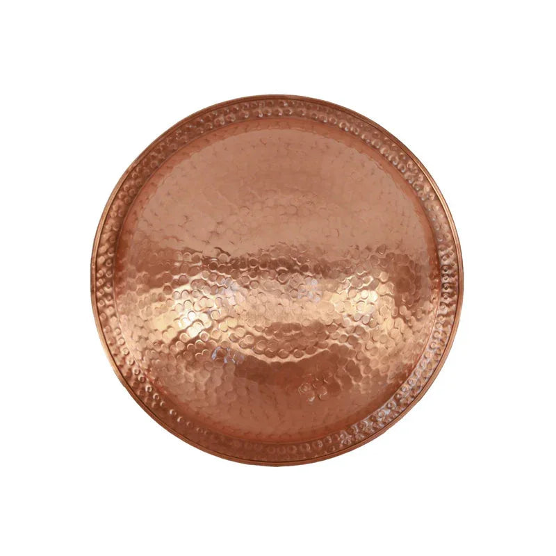 Hammered Solid Copper Bowl with Rim
