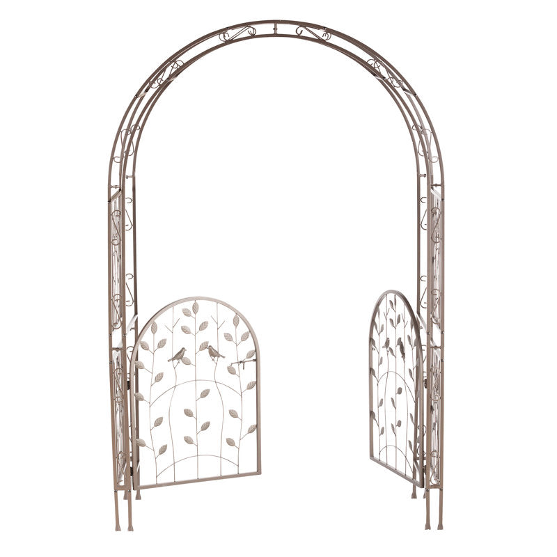 Arched Birds And Leaves Garden Arbor With Gate