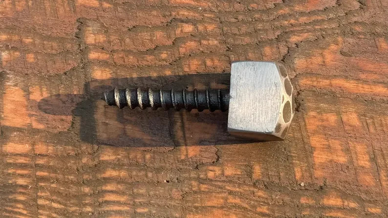 3/8" x 2" Hammered Head Screw | Rustic Decorative Hardware | Old West Iron