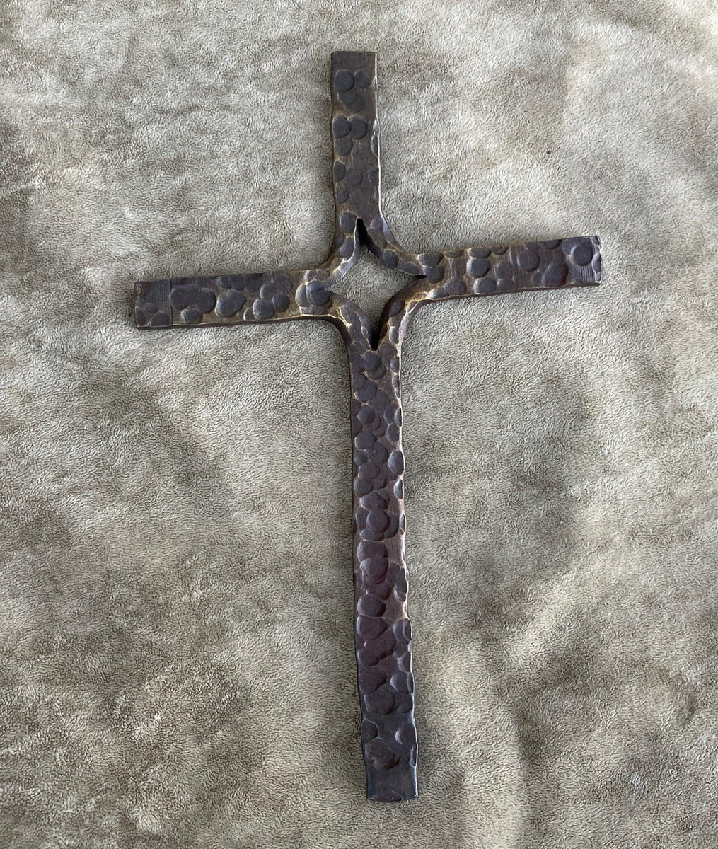 Hand Forged Christian Iron Cross Art by Burnt Whisker Forge