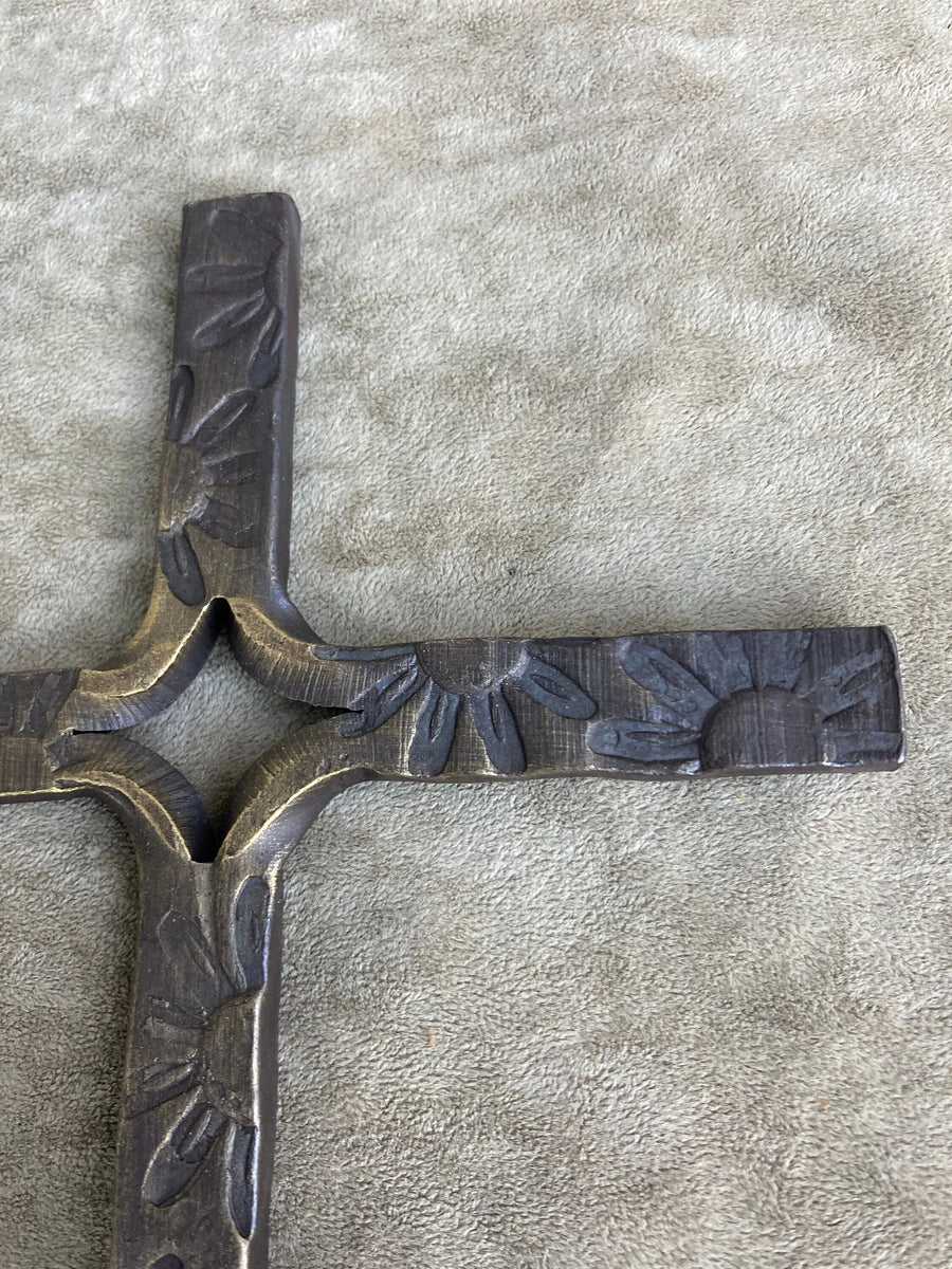 Hand Forged Christian Iron Cross Wall Hanging Crucifix Art