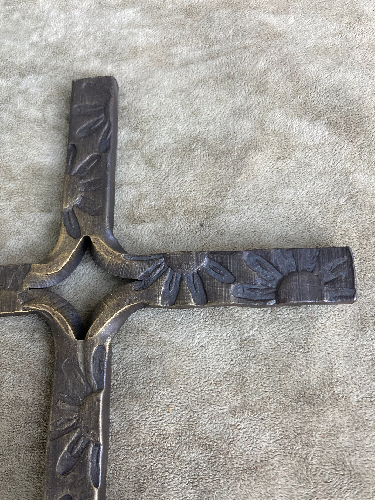 Hand Forged Christian Iron Cross Wall Hanging Crucifix Art