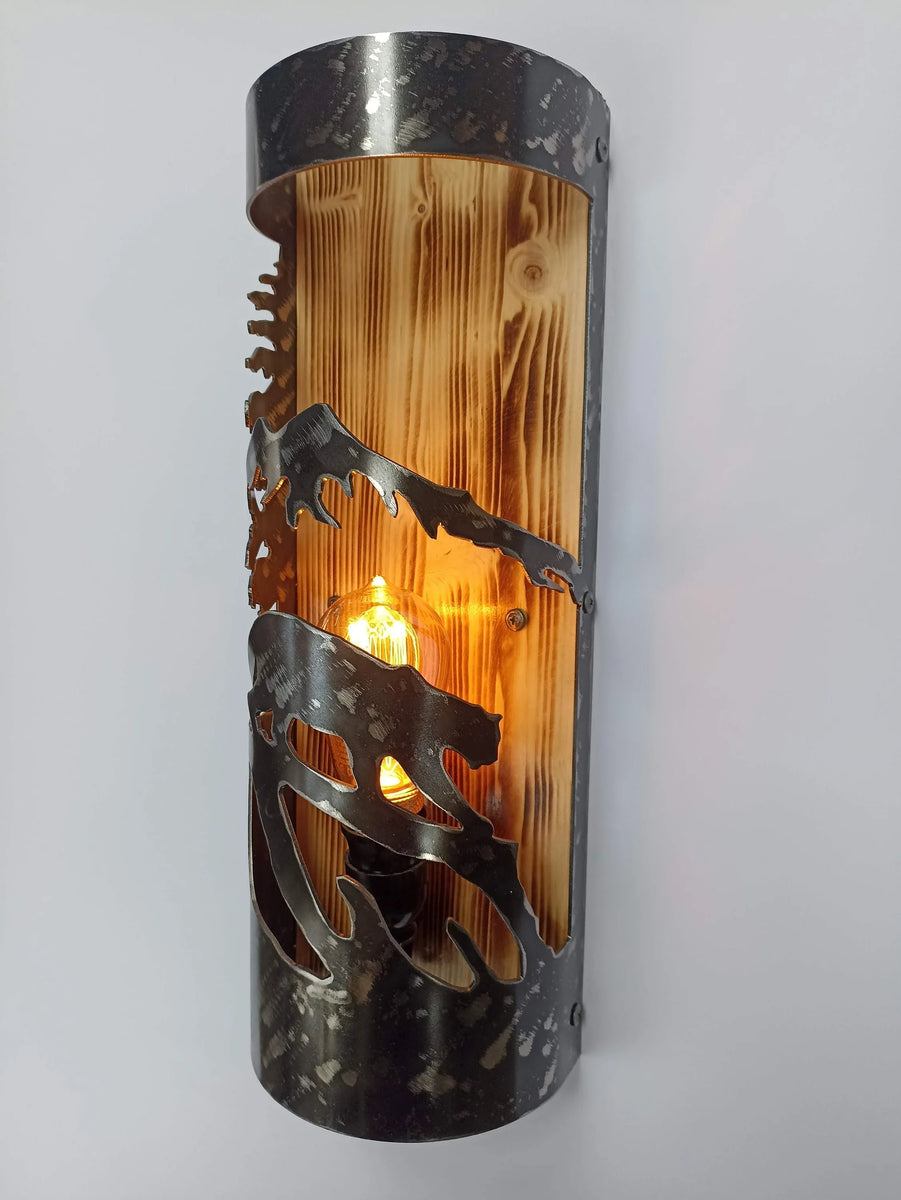Mountain lion Cabin sconce