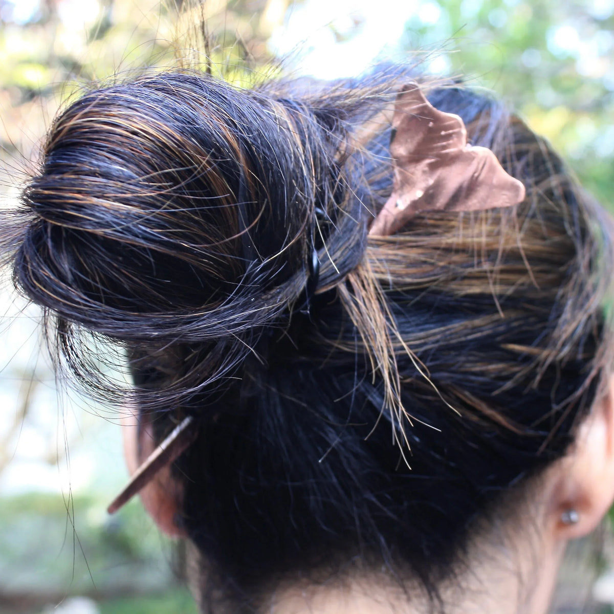 Hand Forged Whale Tail Copper hair pin