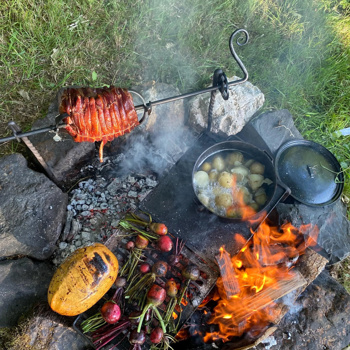 Hand Forged Rotisserie Ground Camping Spit