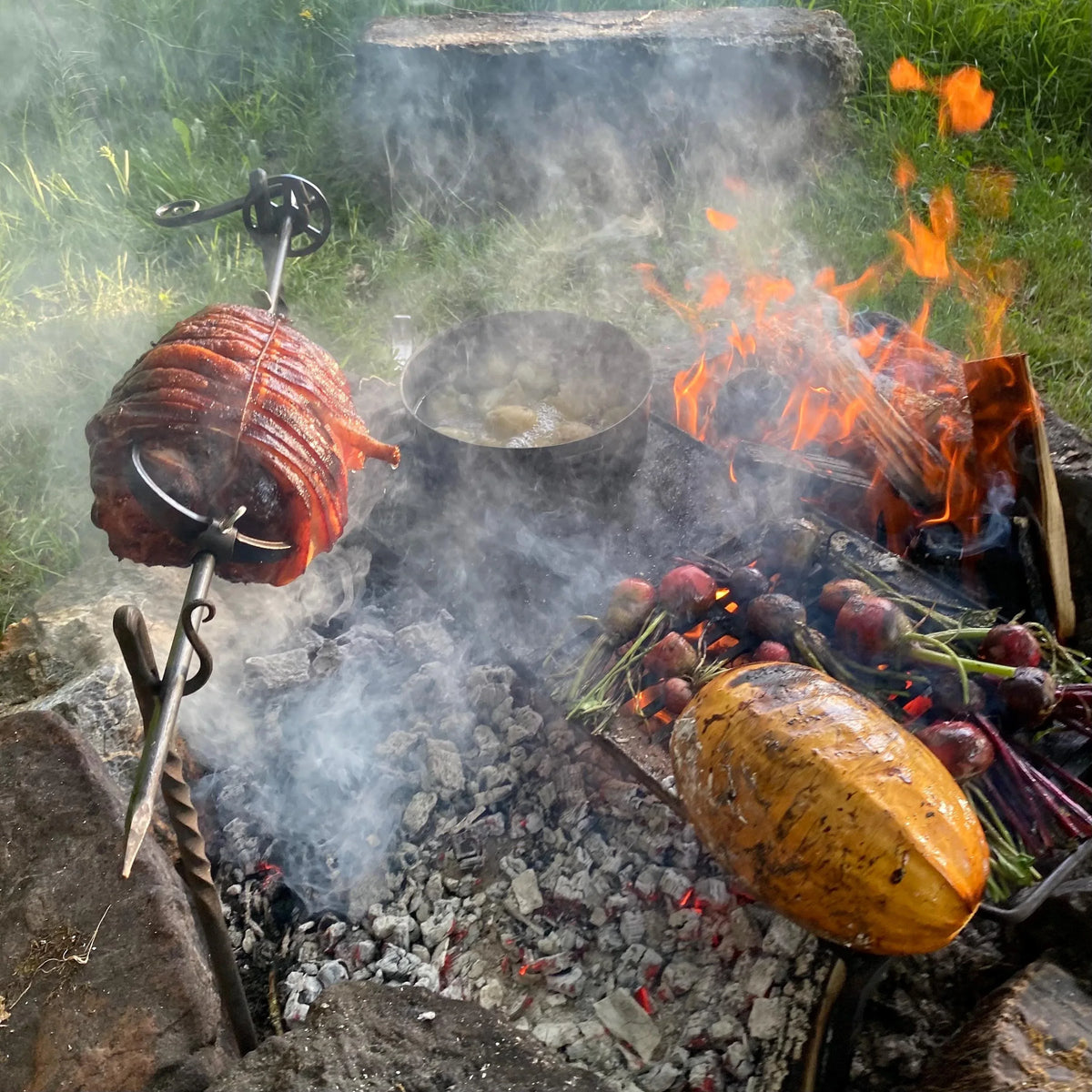 Hand Forged Rotisserie Ground Camping Spit