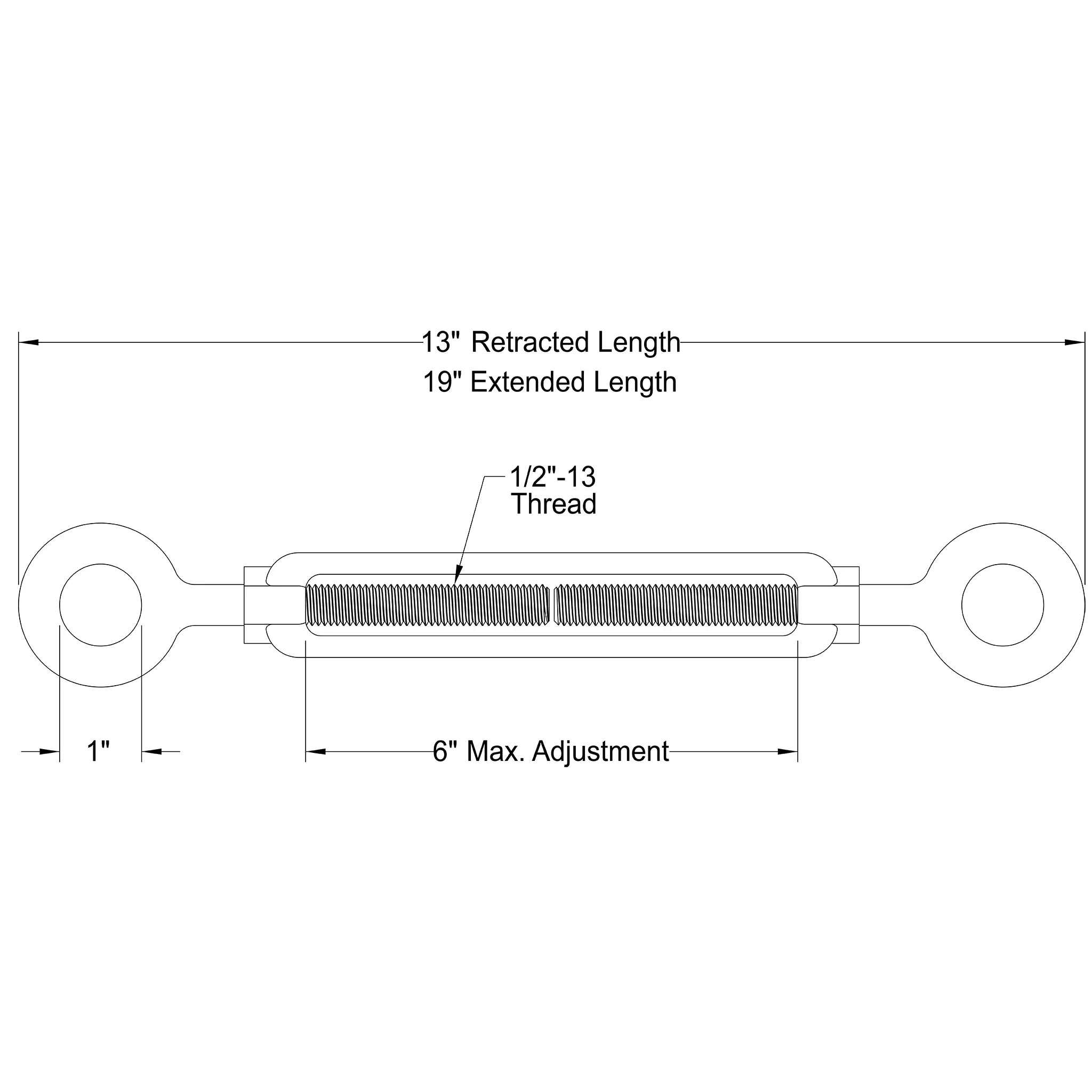 1/2" Diameter Turnbuckles – Iron Turnbuckle Hardware – Old West Iron