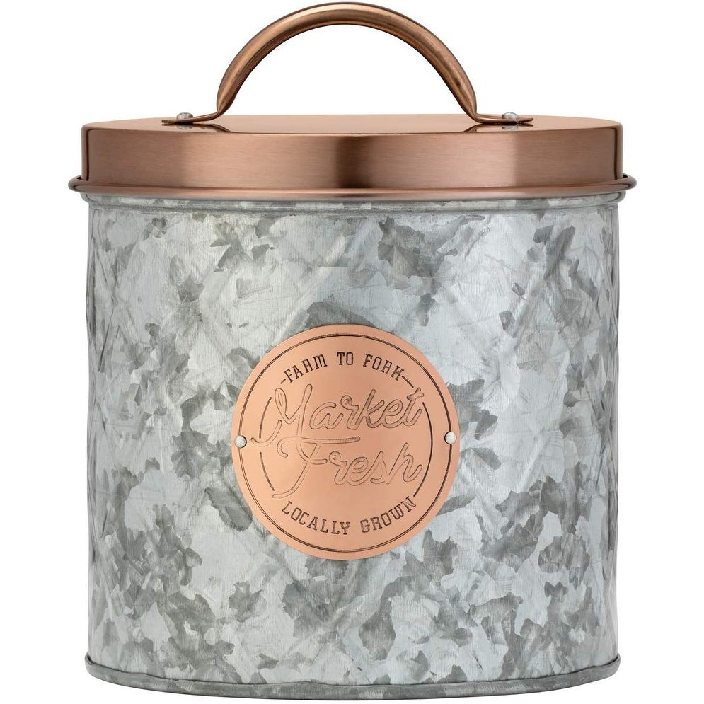 Amici Bristol Metal Canister Galvanized and Copper 84 oz