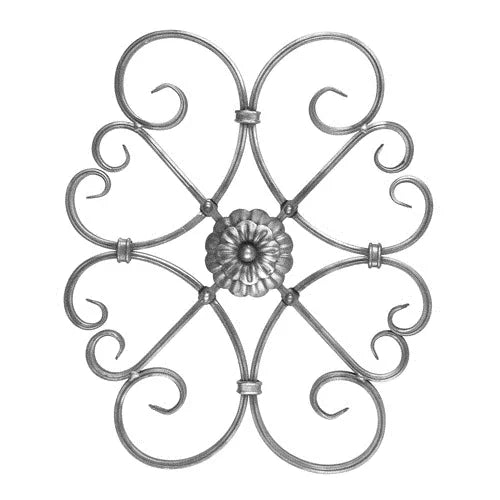 Scrolled Iron Insert with Rosette – Old West Iron