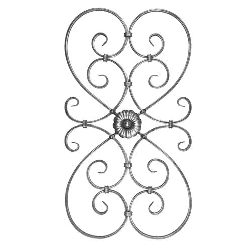 Scrolled and riveted Iron Insert with Rosette – Old West Iron