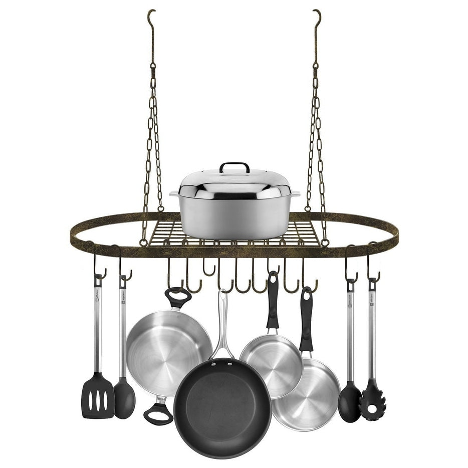 Ceiling mounted Pot Rack with Hooks Rustic 31.50x16.50x21