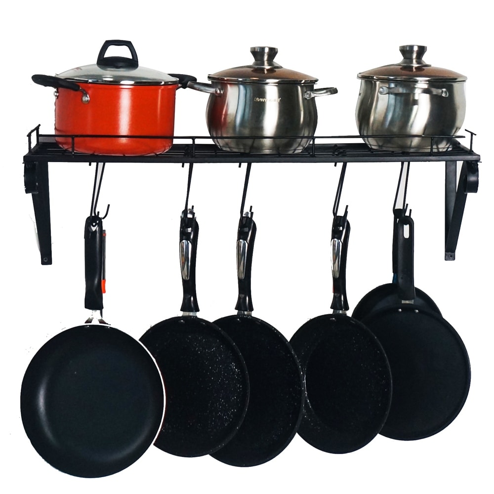 Kitchen Wall Pot Pan Rack with 10 Hooks(Black) – Old West Iron