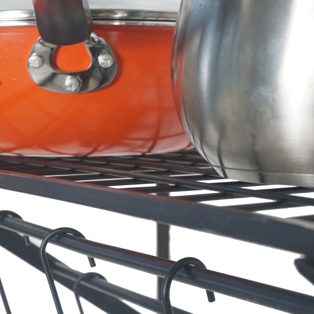 Kitchen Wall Pot Pan Rack with 10 Hooks(Black)