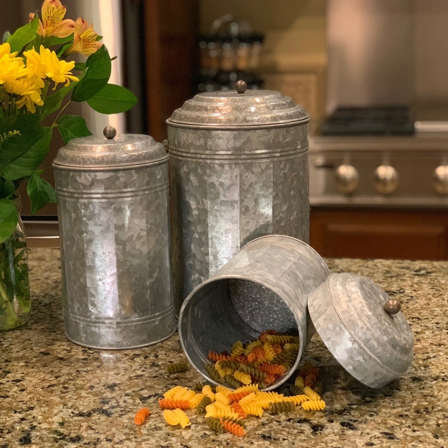 Modern Farmhouse Galvanized 3-Piece Canister Set – Old West Iron