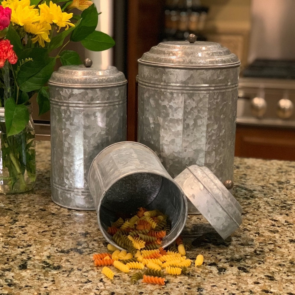 Modern Farmhouse Galvanized 3-Piece Canister Set – Old West Iron