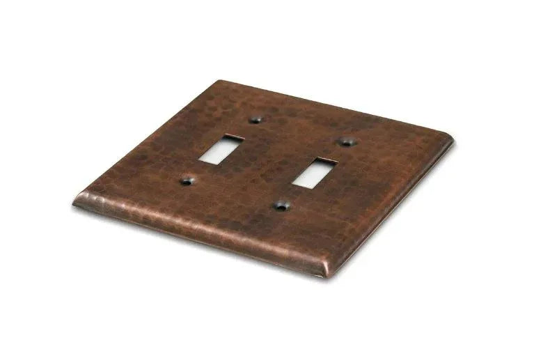 Solid Copper Hammered Double Switch Plate Cover
