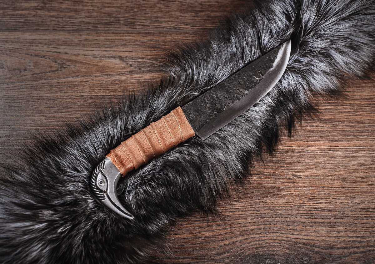 Hand Forged Raven's Head Viking Knife