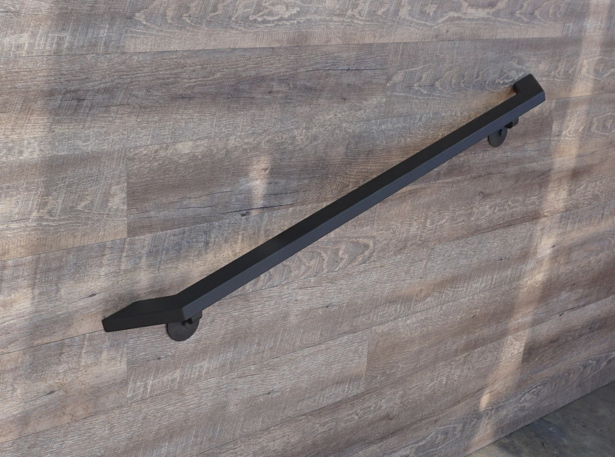 Modern Flat Bar Wrought Iron Handrail with Angled End