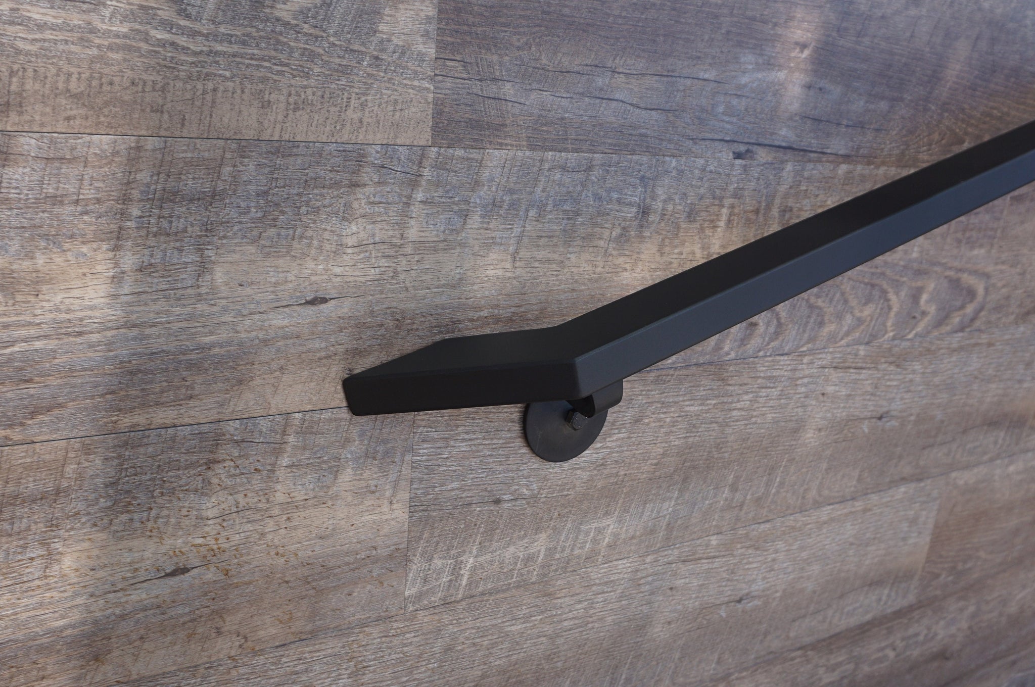 Modern Flat Bar Wrought Iron Handrail with Angled End – Old West Iron