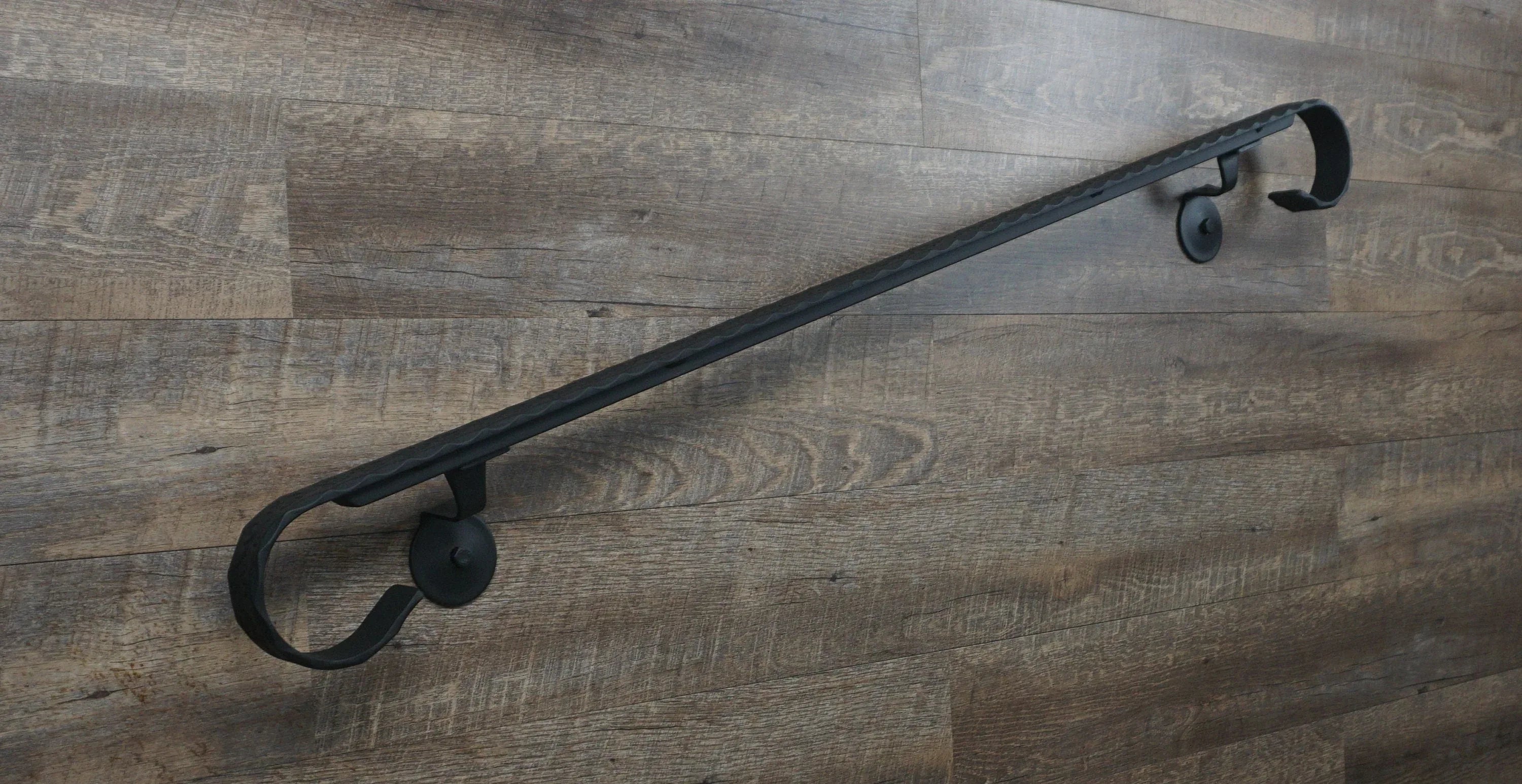 Engraved Hammered Edge Wrought Iron Handrail – Old West Iron