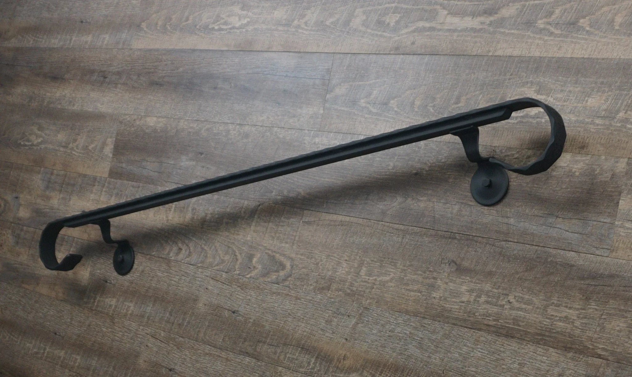 Engraved Hammered Edge Wrought Iron Handrail – Old West Iron