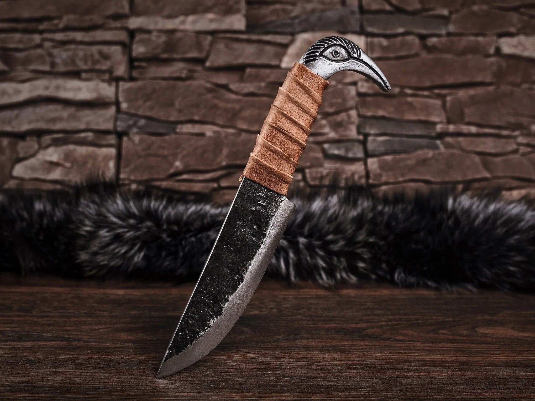 Hand Forged Raven's Head Viking Knife – Old West Iron