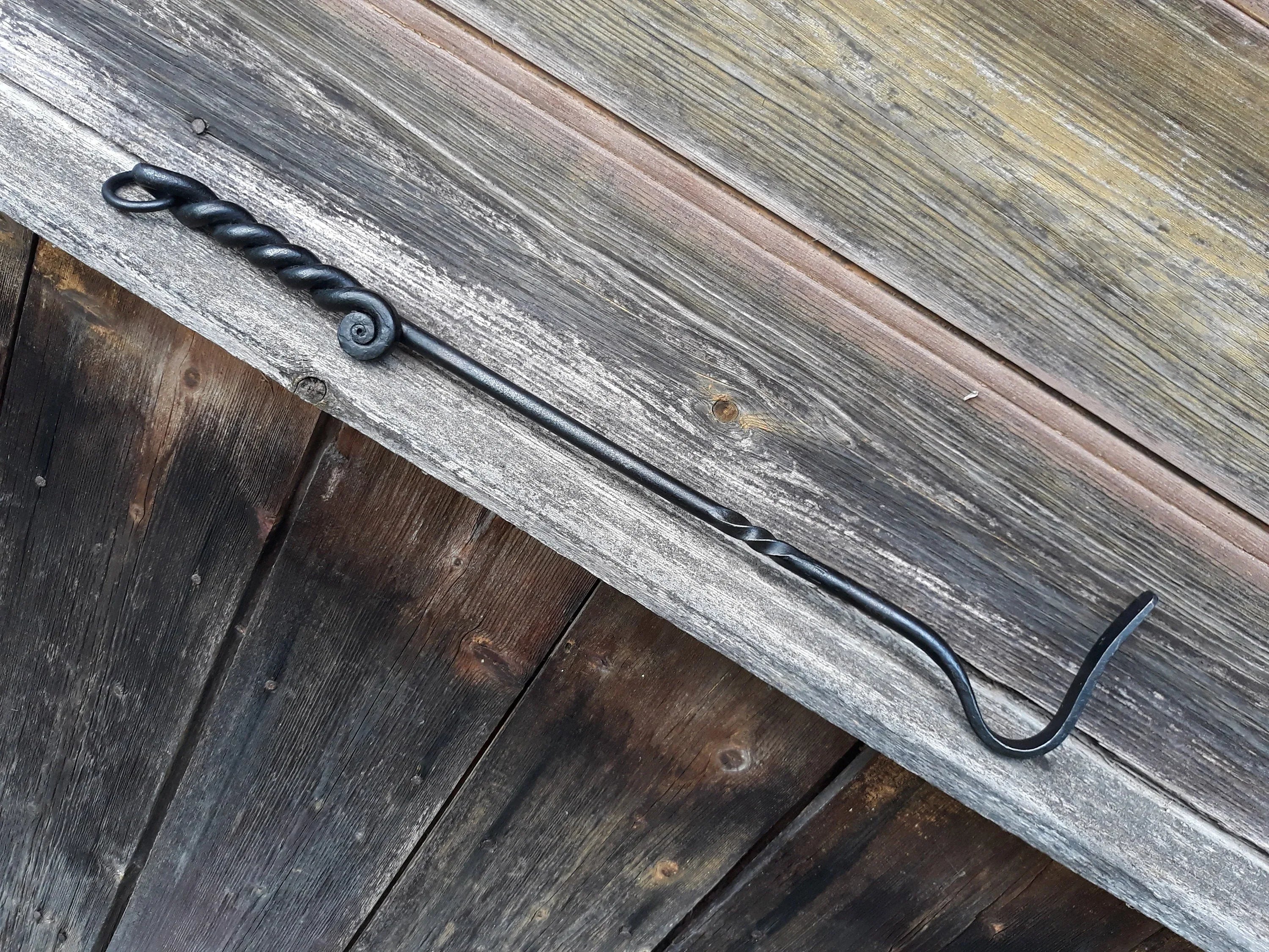 Hand Forged Fireplace Poker, Fireplace Tool, Wrought Iron Poker, Black ...