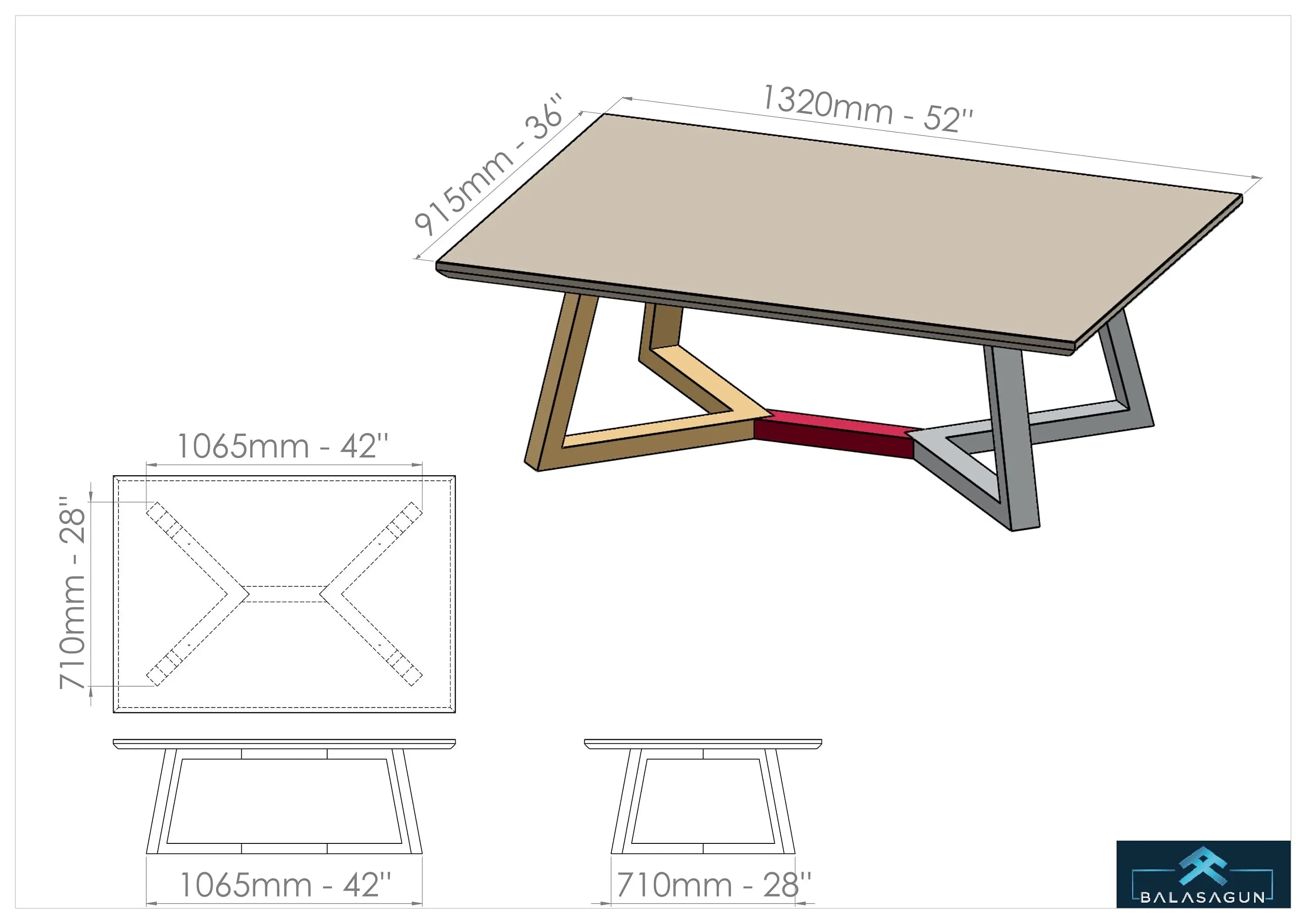 Trapezoid Iron Coffee Table Base – Old West Iron