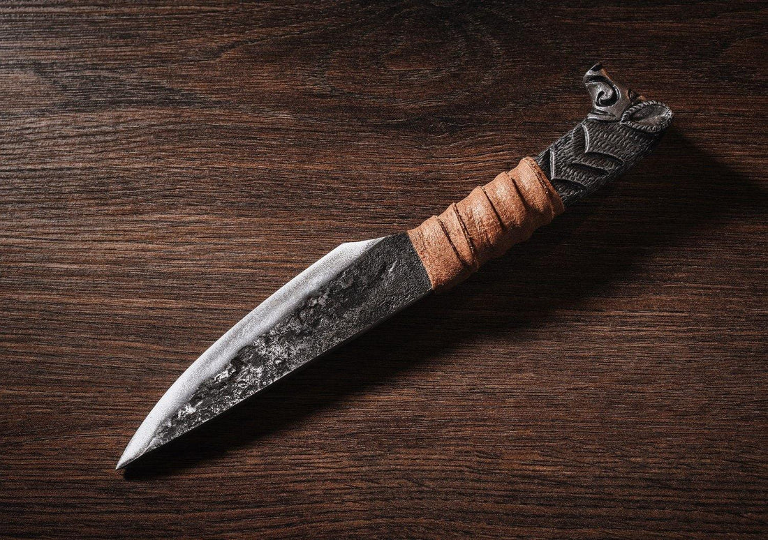Hand Forged Viking Knife - 5.5" Blade with Boar's Head Hilt - Pocket D ...