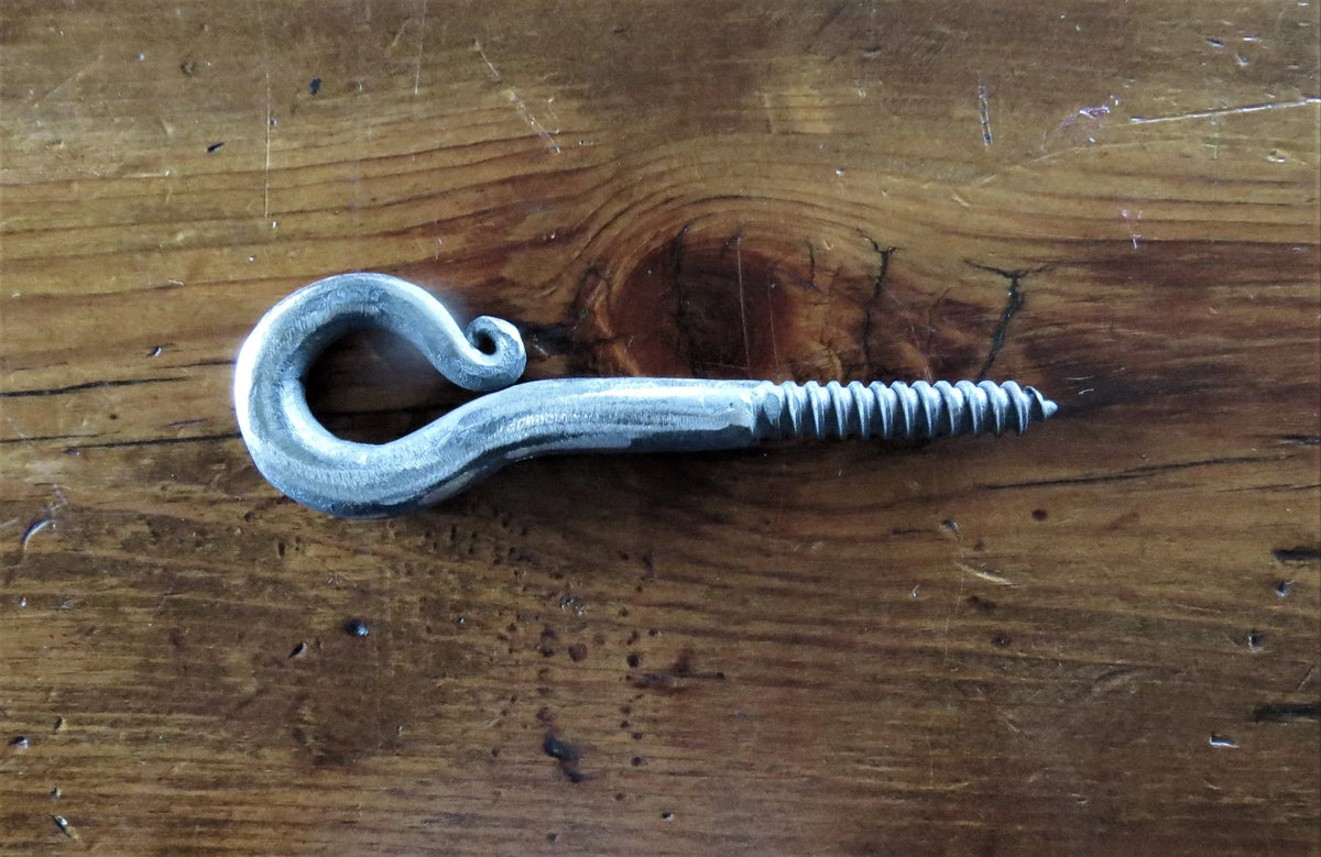 3/8" Hand Hammered, Scrolled Decorative Iron Eye Lag Bolt – Old West Iron